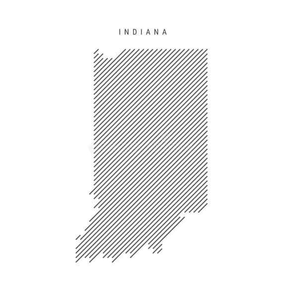 Indiana Map from Pattern of Black Slanted Parallel Lines. Flat Vector ...