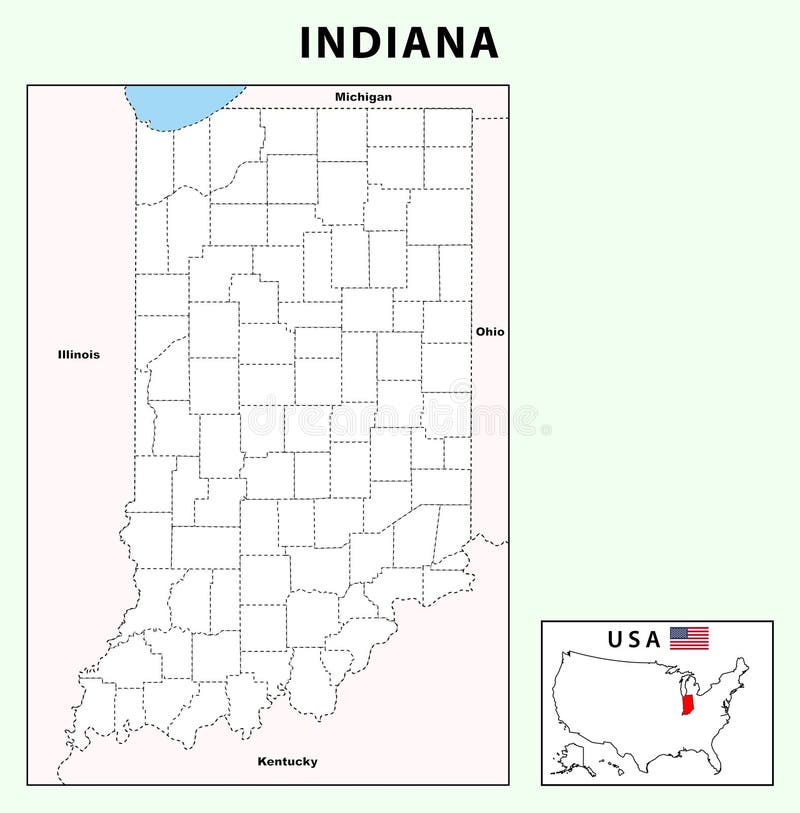 Indiana Map. Political Map of Indiana with Boundaries Stock Vector ...