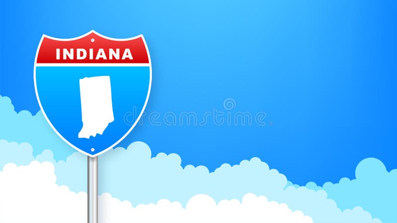 Indiana Map on Road Sign. Welcome To State of Indiana. Vector ...