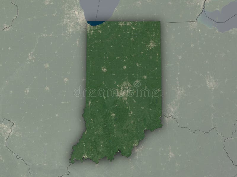Indiana on a Map with State Borders Stock Illustration - Illustration ...