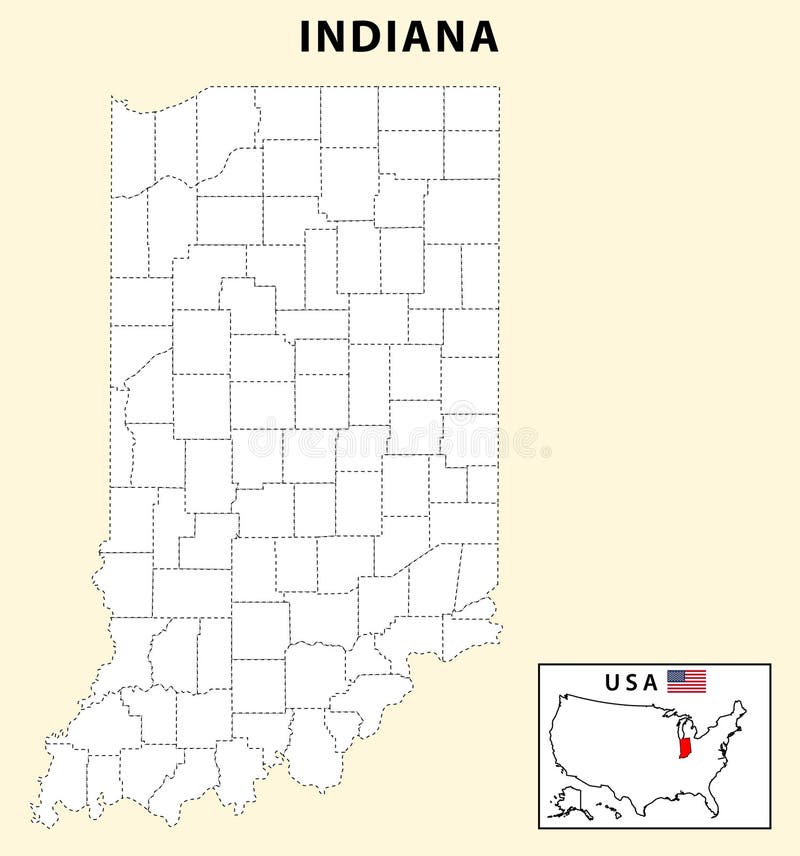 Indiana Map. Political Map of Indiana with Boundaries Stock Vector ...