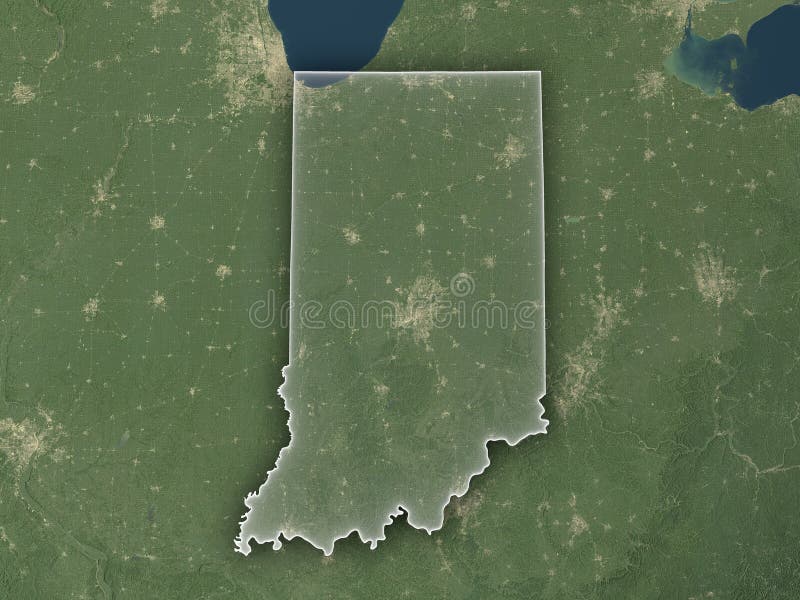 Indiana on a Realistic Map with State Borders and Cities Stock ...