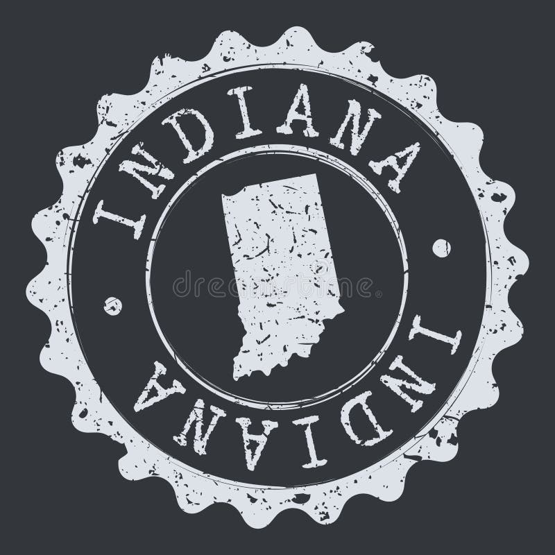 Indiana Seal Map. Silhouette Postal Passport Stamp. Round Vector Icon ...