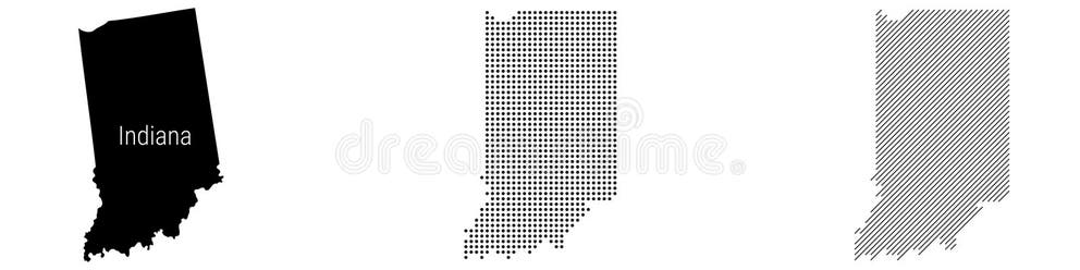 Indiana Silhouette Map and Two Patterns of Dots and Slanted Lines. Flat ...