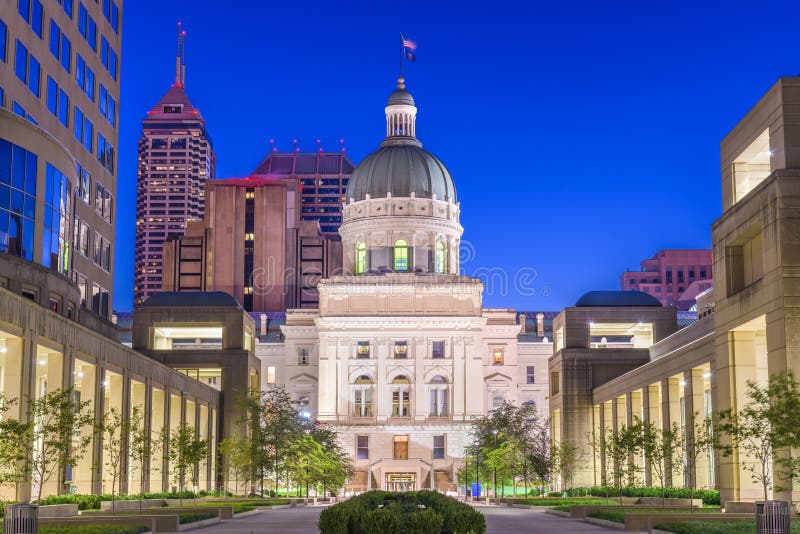 Indiana State Capitol Building Stock Photo - Image of lights, capital ...