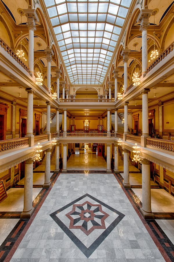Indiana State Capitol Lobby Stock Image - Image of illuminated, ceiling ...