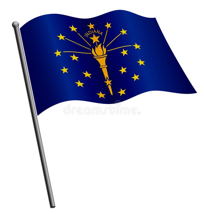 Indiana in State Flag Flying Waving on Flagpole Stock Vector ...