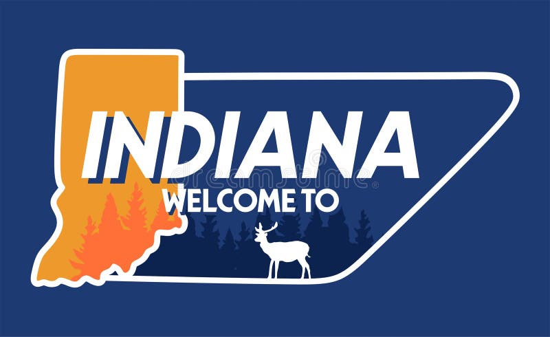 Indiana State with Forest Silhouette Stock Illustration - Illustration ...