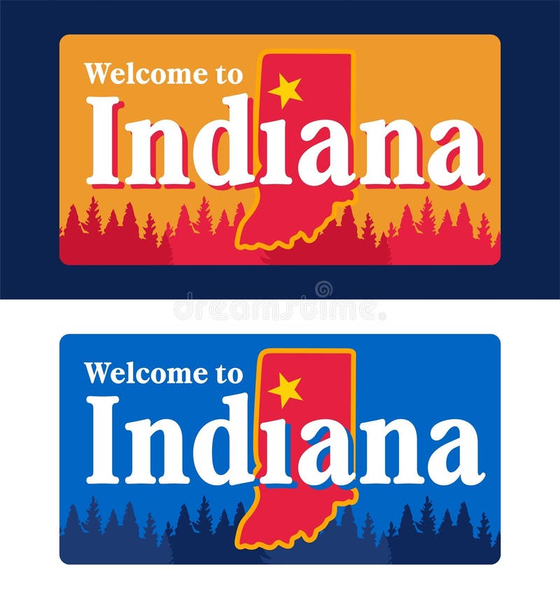 Indiana State with Forest Silhouette Stock Vector - Illustration of ...