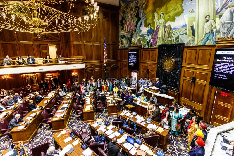 Indiana Statehouse Capital Rotunda. the Beautiful Stained Glass Dome ...