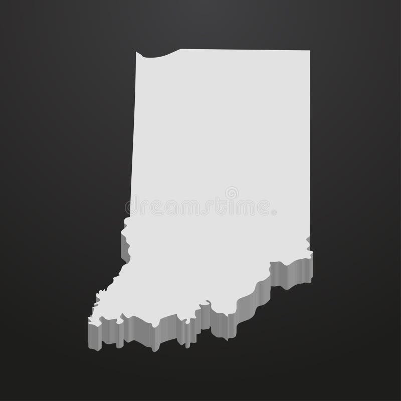 Indiana State Map in Gray on a Black Background 3d Stock Vector ...