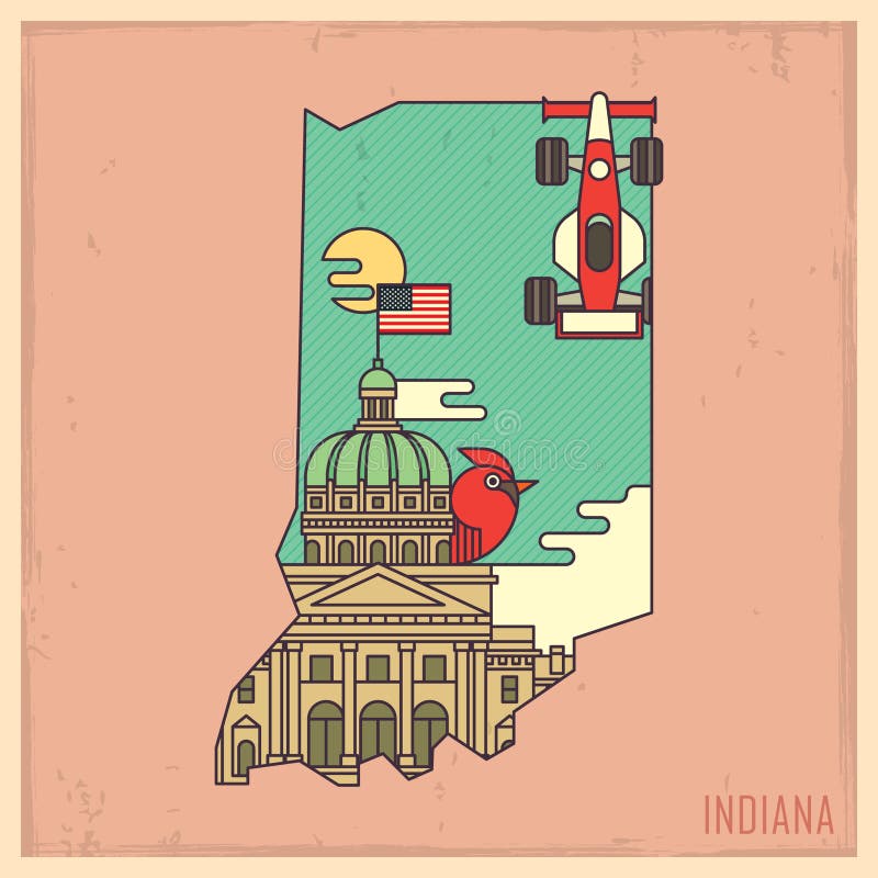Indiana State Map. Vector Illustration Decorative Design Stock Vector ...