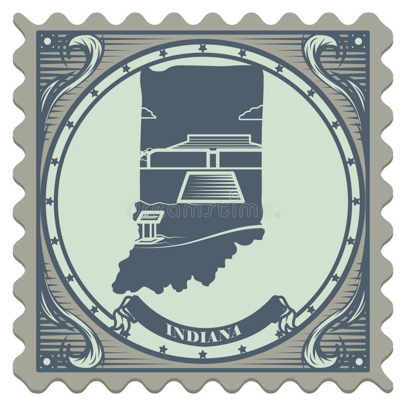Indiana State Postage Stamp. Vector Illustration Decorative Design ...