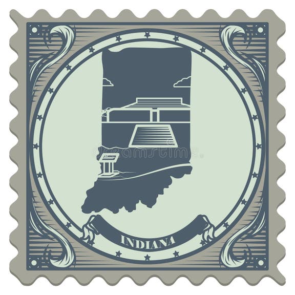 Indiana State Postage Stamp. Vector Illustration Decorative Design ...
