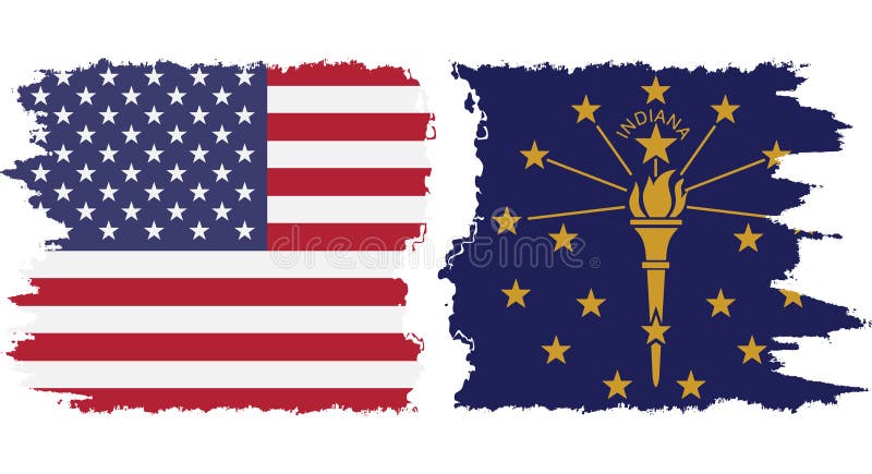 Indiana State and USA Grunge Flags Connection Vector Stock Vector ...