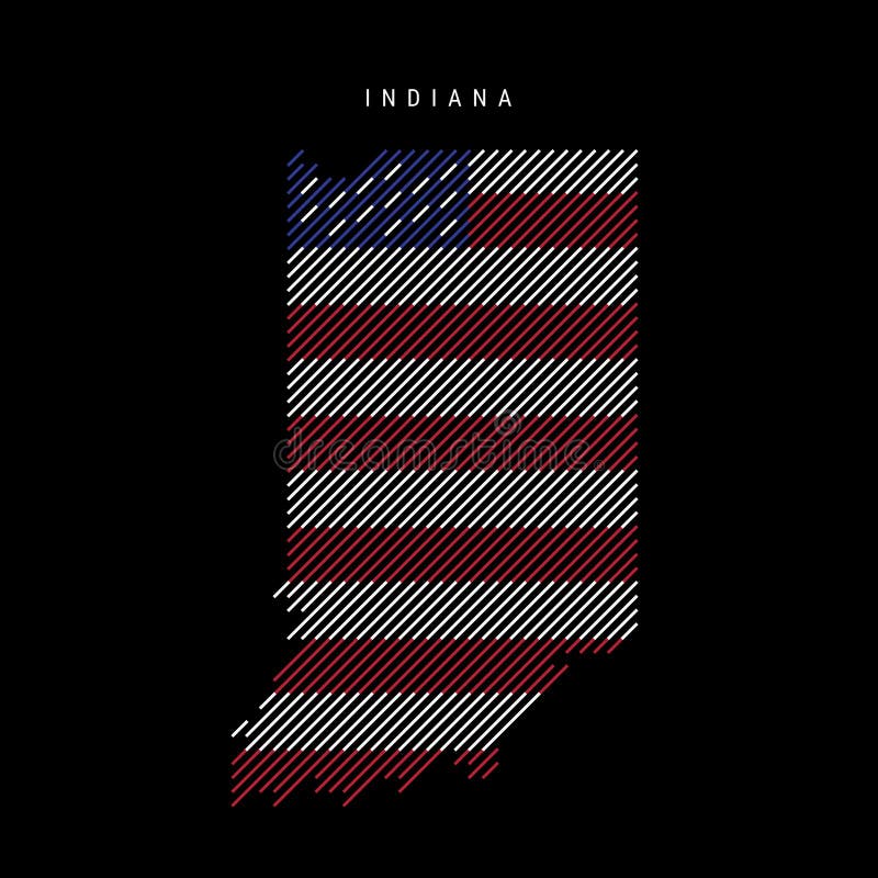 Indiana US State Hatched Silhouette Map of Slanted Lines Pattern. Flat ...