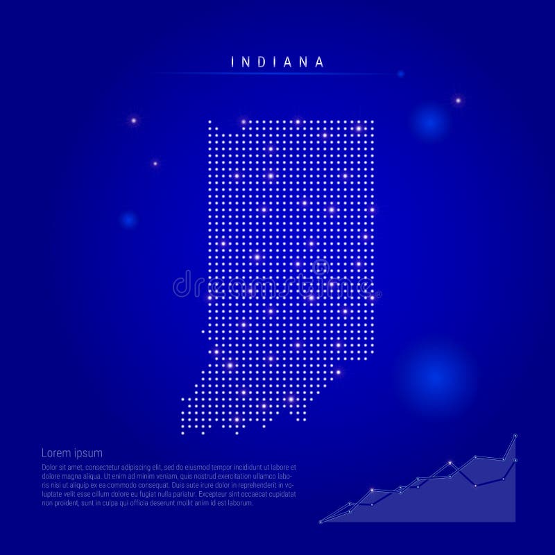 Indiana Map in Dark Color, Oval Map with Neighboring US States Stock ...