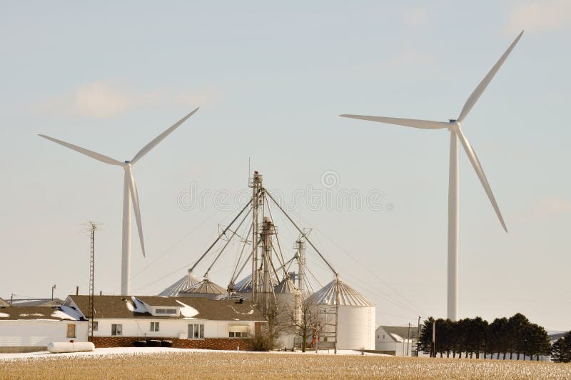 Indiana Wind Turbine Over Farm Stock Photo - Image of resource, winter ...