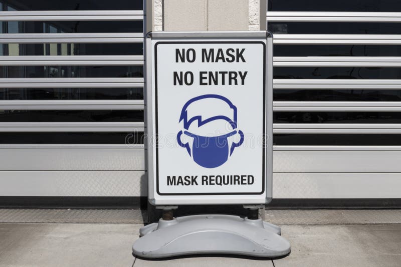 No Mask No Entry Mask Required Sign in Blue and Black Text Editorial ...