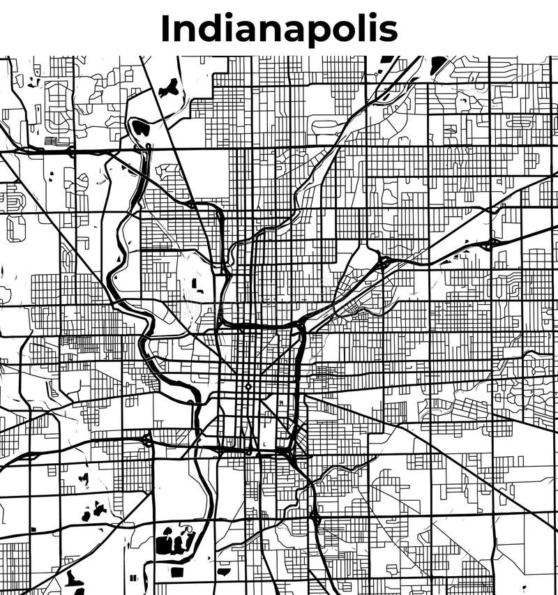 Indianapolis City Map, Cartography Map, Street Layout Map Stock Vector ...