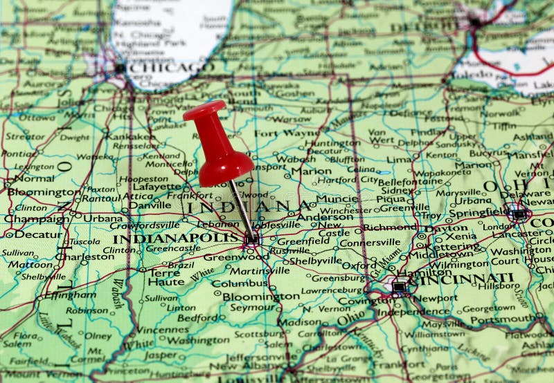 Indianapolis, Indiana En El Mapa Imagen de archivo - Imagen de estados ...