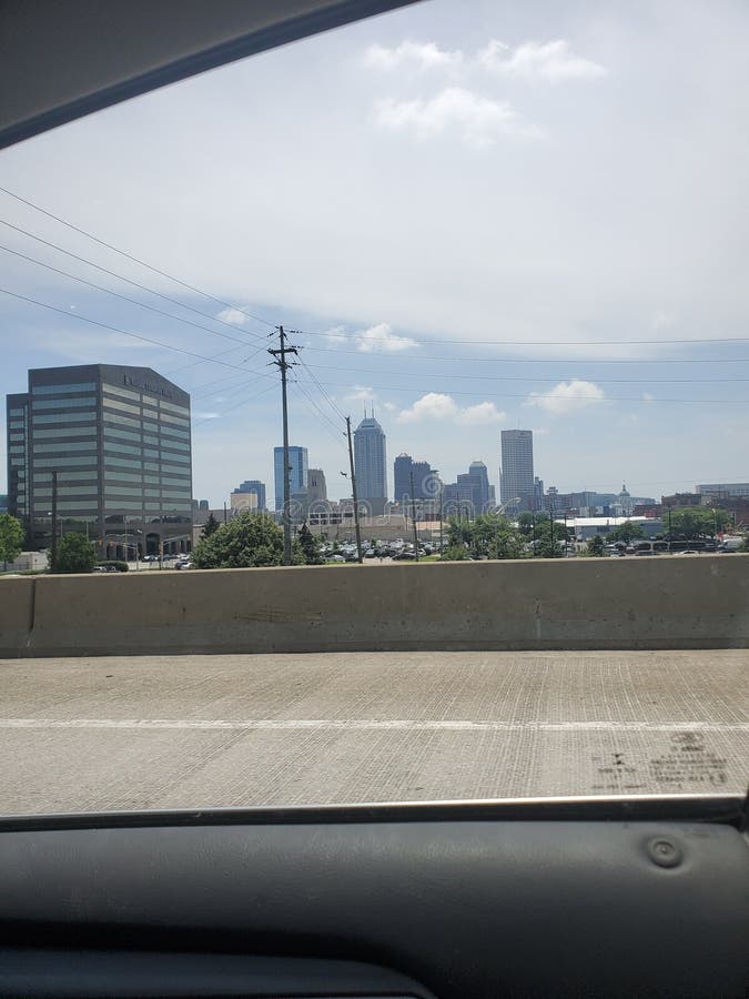 Indianapolis Highway View of Skyline Editorial Photo - Image of skyline ...