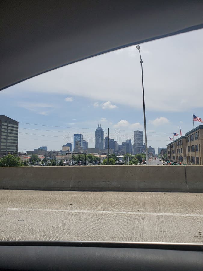 Indianapolis Highway View of Skyline Editorial Photo - Image of ...