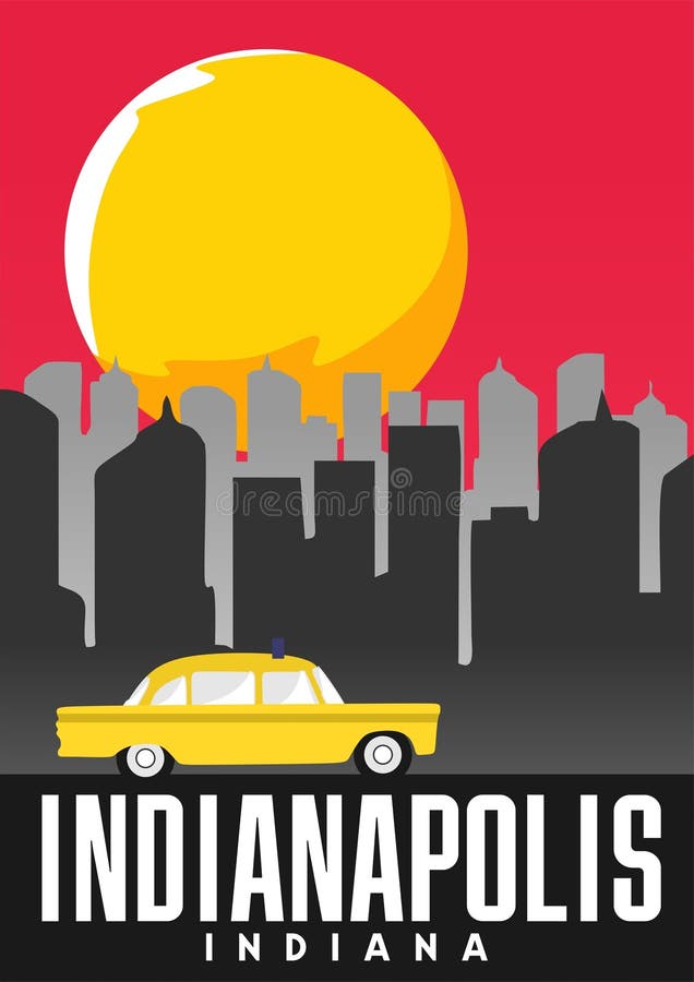 Indianapolis Indiana with Silhouette of Buildings Stock Illustration ...