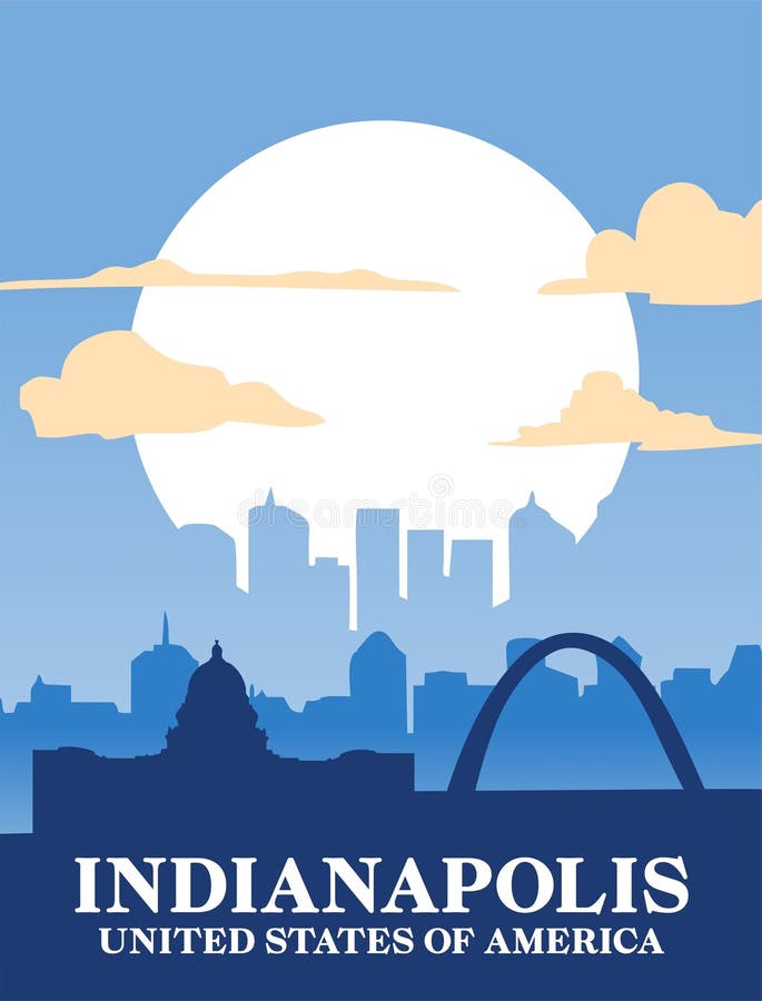 Indianapolis Indiana with Silhouette of Buildings Stock Illustration ...