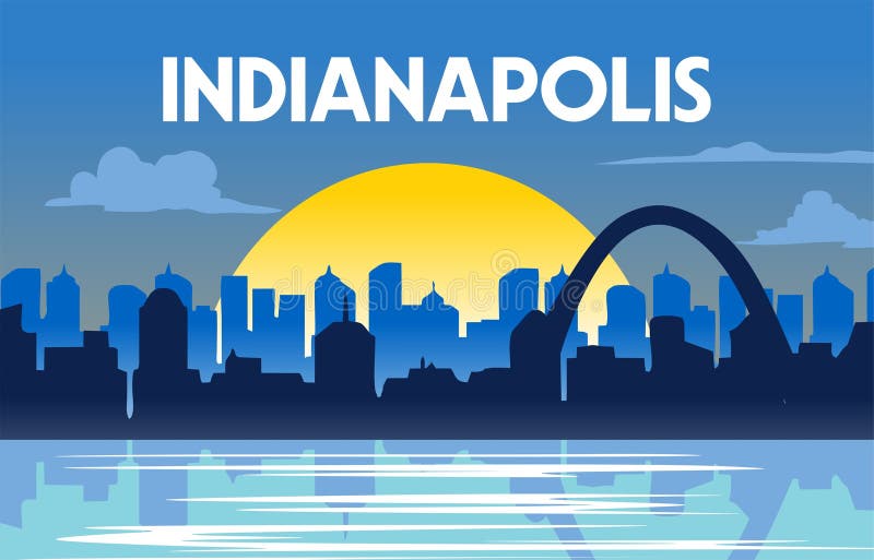 Indianapolis Indiana with Silhouette of Buildings Stock Illustration ...