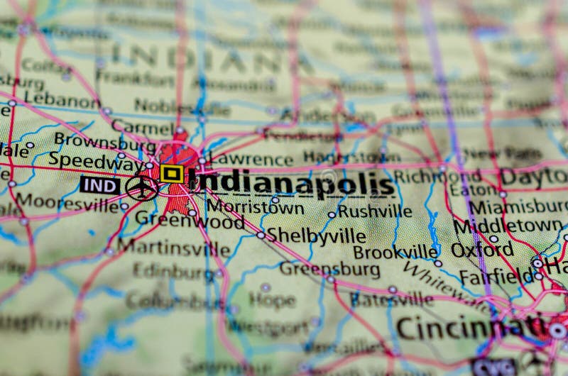 Cidade De Indianapolis Em Um Mapa De Estradas Imagem de Stock - Imagem ...