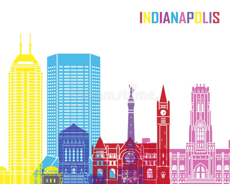 Indianapolis skyline pop stock vector. Illustration of bright - 79731178