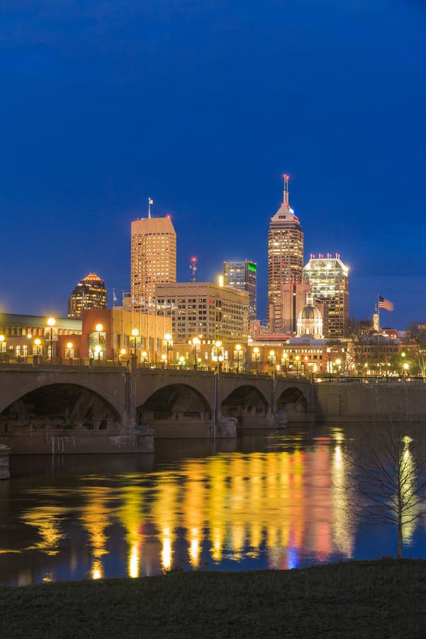 Indianapolis Skyline and the White River Stock Image - Image of ...