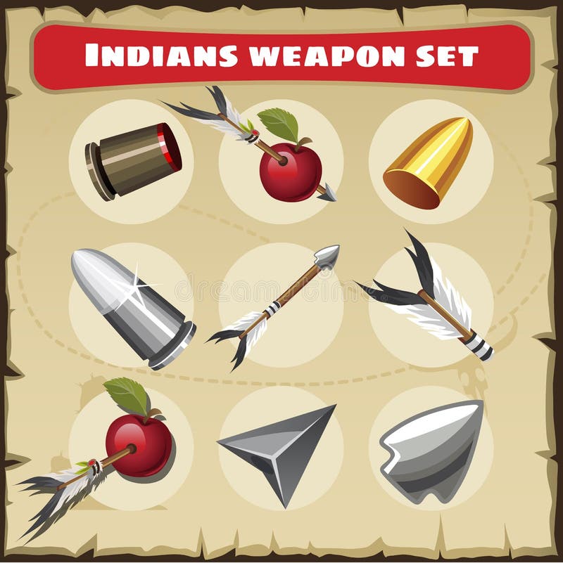 Indians Traditional Weapon Set Stock Vector - Illustration of handdrawn ...