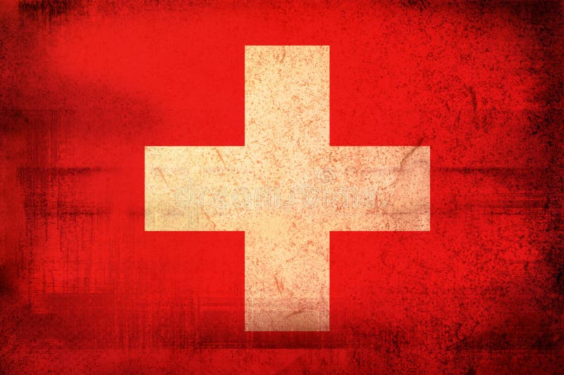 Cartel Viejo Del Vintage De Suiza Con Colores Suizos De La Bandera ...