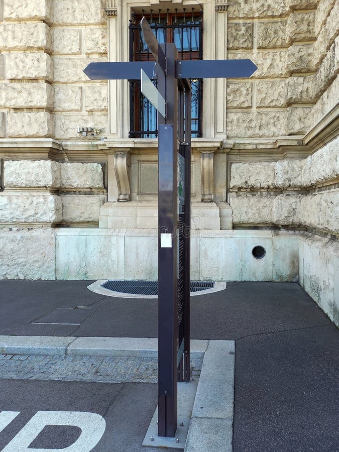 Indicative Road Sign with Empty Arrows on the Street on the Background ...