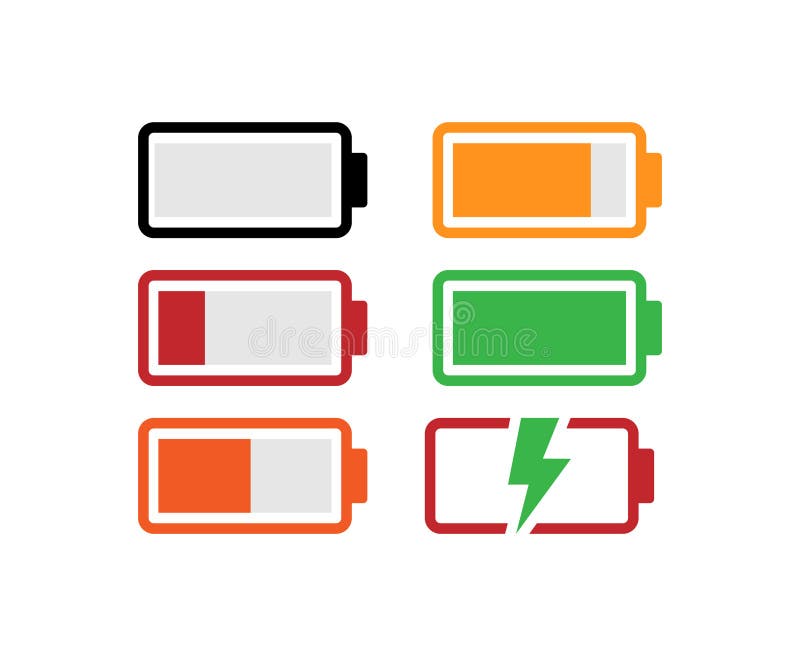 Indicator Battery Charging Energy Icons Set Stock Vector - Illustration ...