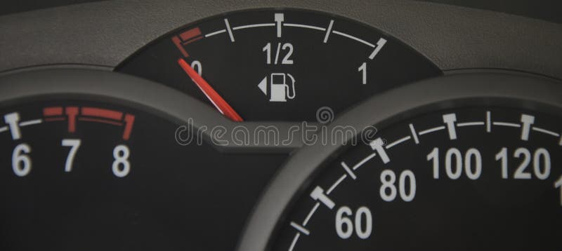 Speedometer and Fuel Gauge on Car Dashboard Stock Photo - Image of ...