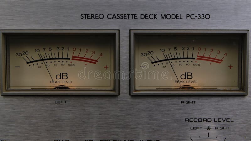 Indicator Decibel Meter on Vintage Stereo Cassette Deck. Dashboard on ...