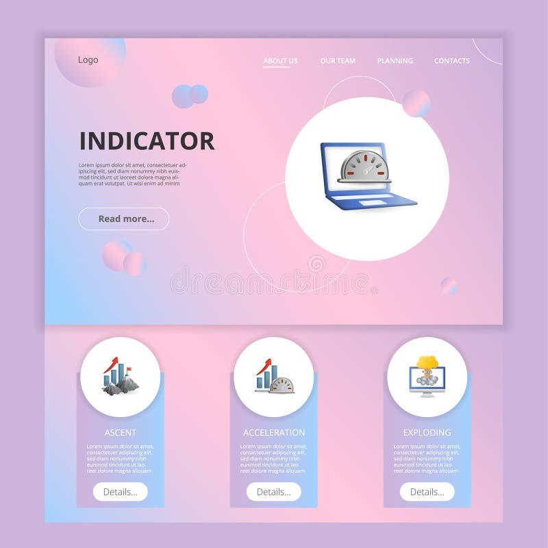 Indicator Flat Landing Page Website Template. Ascent, Acceleration ...