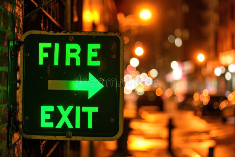 The Indicator Light Shows the Word FIRE EXIT. Generative AI Stock ...