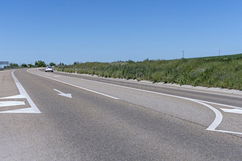Indicator Markings Painted on a County Road Stock Photo - Image of ...
