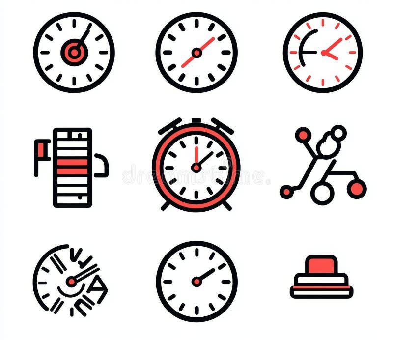 Indicator of a Stopwatch. Icons of a Timer, Clock and Chronometer ...