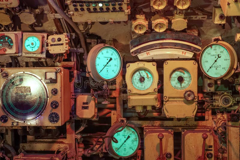 Instruments and Dials Inside an Old Submarine in Zeebrugge, Belgium ...