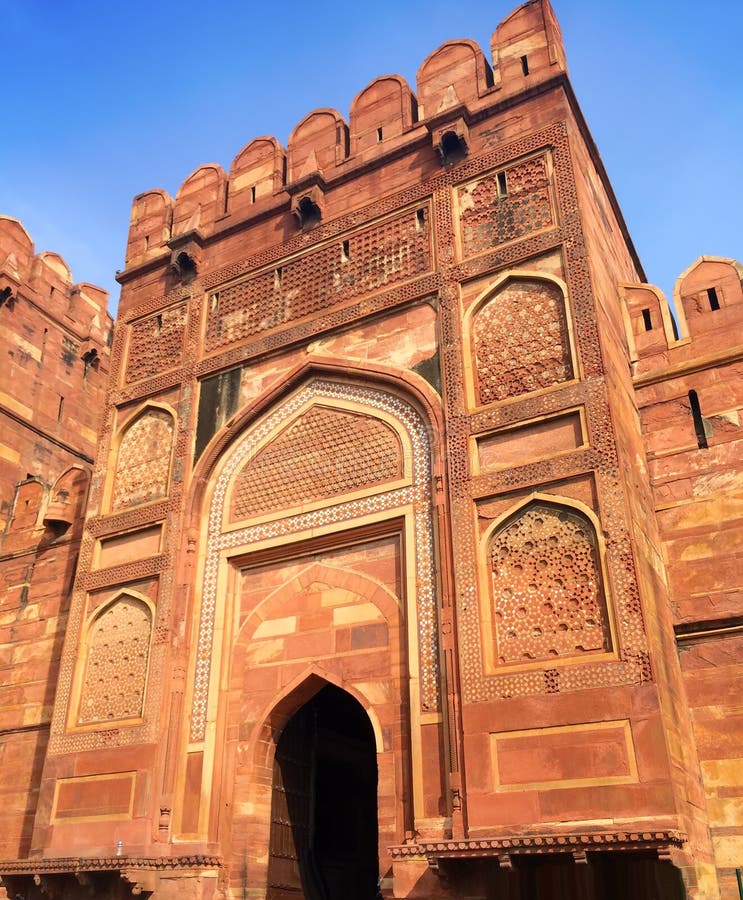 Indien Agra Eine Ansicht Von Taj Mahal Von Einer Wand Des Roten Forts ...