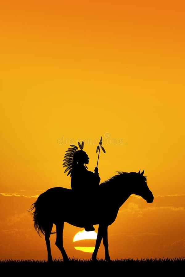 Homme indien sur un cheval illustration stock. Illustration du histoire ...