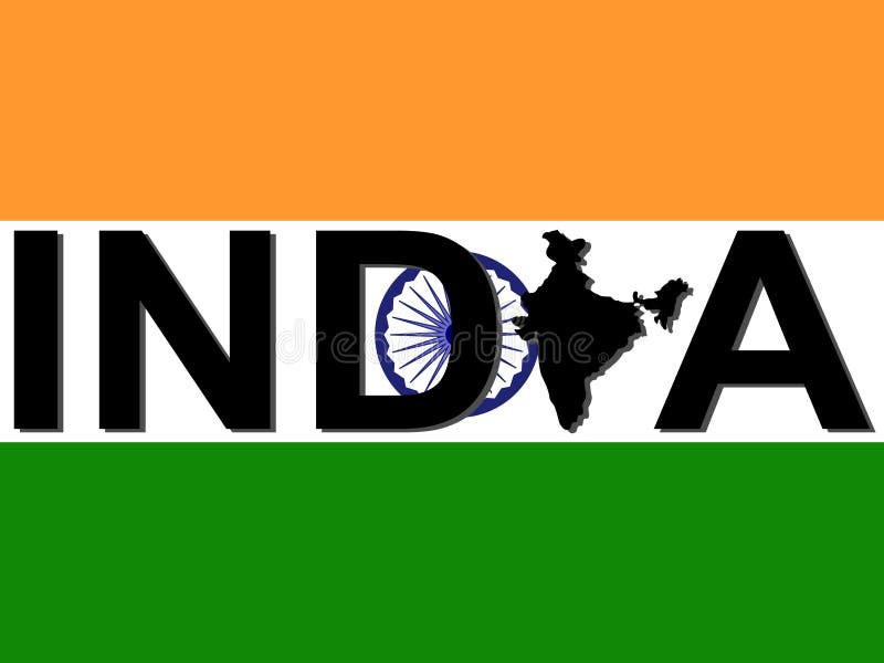 Indien-Text mit Karte vektor abbildung. Illustration von indien - 3770581
