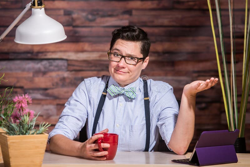 Indifferent Woman in Bowtie Stock Photo - Image of professional ...