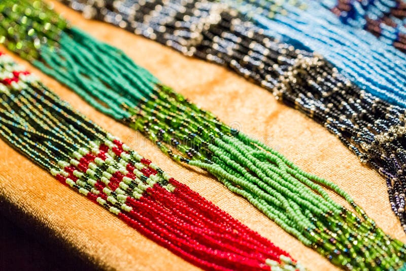Indigenous Bead Necklaces in Bright Colors Stock Photo - Image of ...