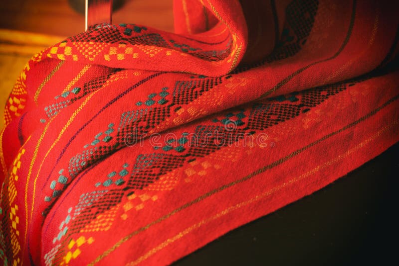 Indigenous Ethnic Red Fabric Stock Photo - Image of photograph, figurs ...
